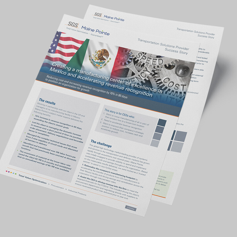 Success Story: Manufacturing Footprint Optimization (CS233a)