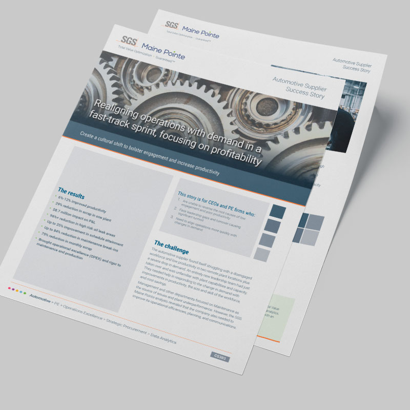 Realigning operations with demand in a fast-track sprint, focusing on ...